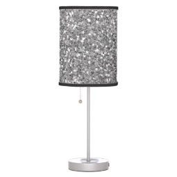 Silver Glitter look Sparkle Glam Sequin Table Lamp | Zazzle