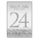Silver Glitter Look Wedding Table Numbers-24 Table Number | Zazzle