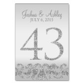 Silver Glitter Look Wedding Table Numbers-43 Table Number | Zazzle