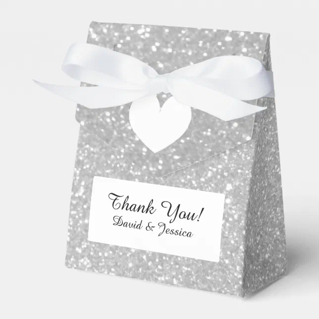 Silver glitter luxury style wedding favor box | Zazzle