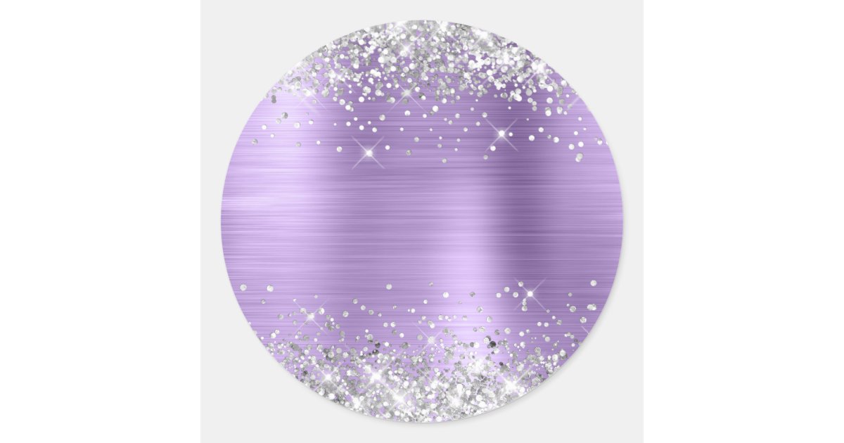 Silver Glitter Metallic Light Purple Blank Classic Round Sticker | Zazzle