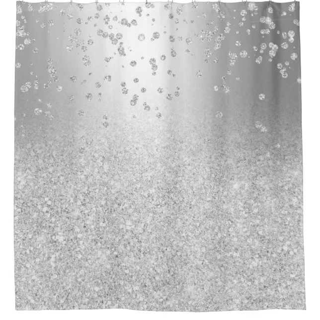 Silver Glitter Ombre Metallic Sparkles Confetti Shower Curtain Zazzle