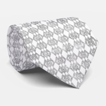 Silver Glitter Overlap Diamond Pattern Neck Tie | Zazzle