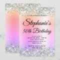 Silver Glitter Pastel Rainbow Gradient Invitation | Zazzle