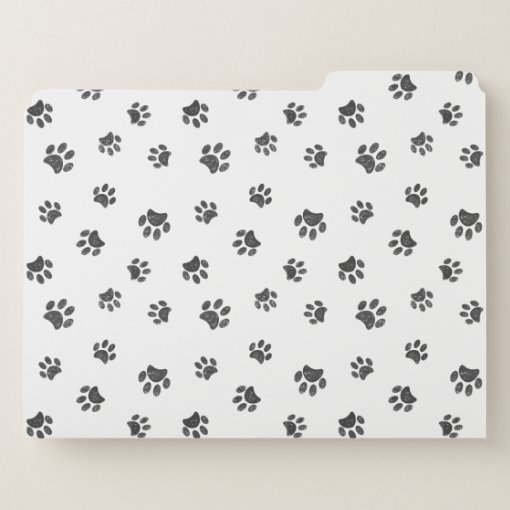 Silver Glitter Paw Prints File Folder | Zazzle