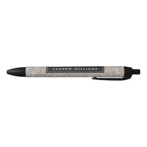 Silver Glitter Personalized Pen | Zazzle