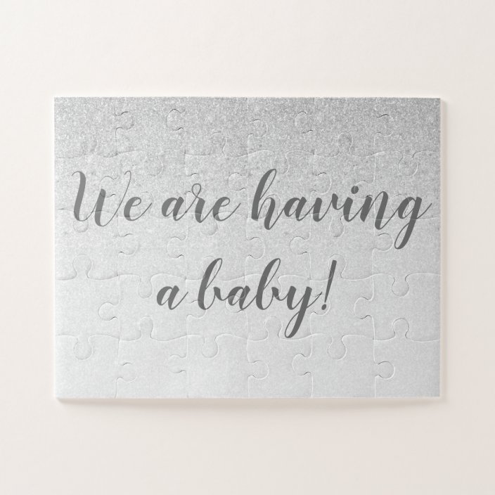 Silver Glitter Pregnancy Announcement Puzzle | Zazzle