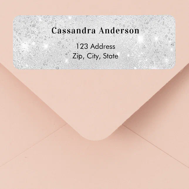 Silver glitter return address label | Zazzle