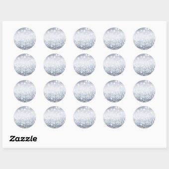 Silver Glitter Shimmer Custom Classic Round Sticker | Zazzle