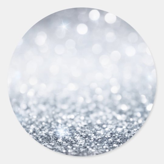 Silver Glitter Shimmer Custom Classic Round Sticker | Zazzle.com