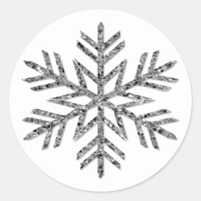 Silver Glitter Snowflake Christmas Holiday Classic Round Sticker | Zazzle