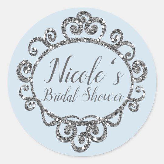 Silver Glitter Sparkle Birthday Party Favor Classic Round Sticker ...