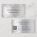 Silver glitter sparkle dust elegant QR code Business Card | Zazzle