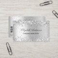 Silver glitter sparkle dust elegant QR code Business Card | Zazzle