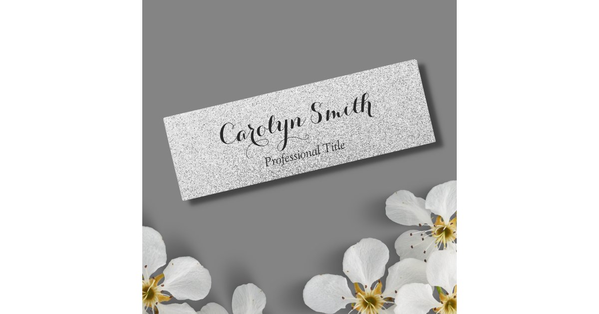 Silver Glitter Sparkle employee Name Tag Badge | Zazzle