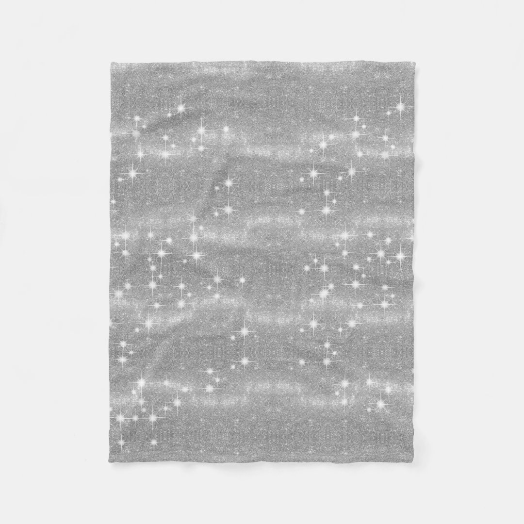 Silver Glitter Sparkle Metal Metallic Look Fleece Blanket | Zazzle
