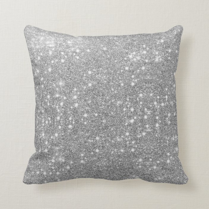 Silver Glitter Sparkle Metal Metallic Look Throw Pillow | Zazzle.com