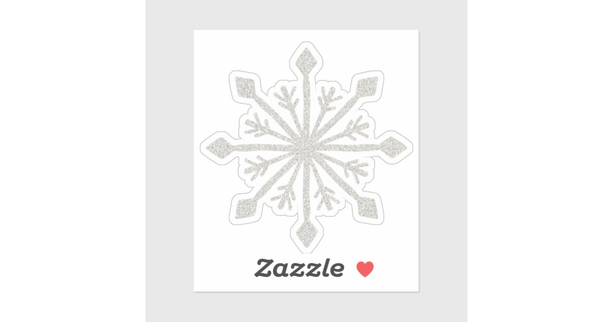 Silver Glitter Sparkle Snowflake Sticker | Zazzle