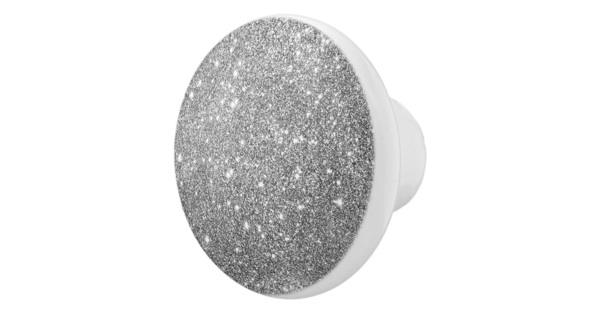 Silver Glitter Sparkles Ceramic Knob | Zazzle
