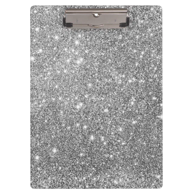Silver Glitter Sparkles Clipboard | Zazzle