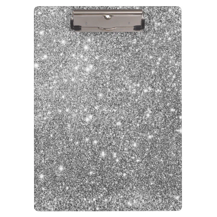 Silver Glitter Sparkles Clipboard | Zazzle