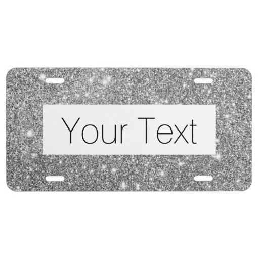 Silver Glitter Sparkles License Plate | Zazzle