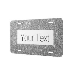 Silver Glitter Sparkles License Plate | Zazzle