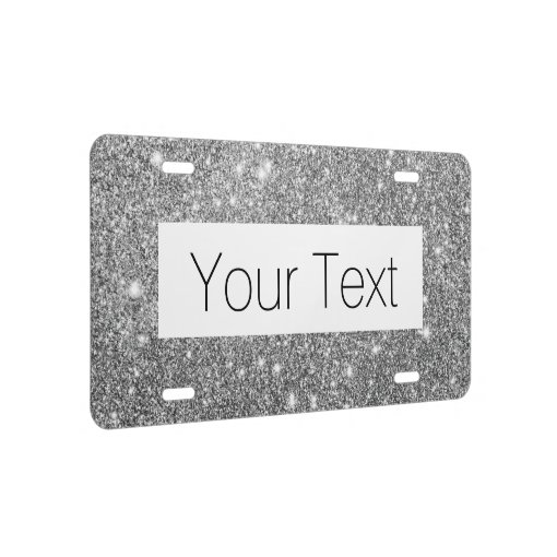 Silver Glitter Sparkles License Plate | Zazzle