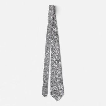 Silver Glitter Sparkles Neck Tie | Zazzle