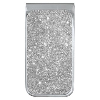 Silver Glitter Sparkles Silver Finish Money Clip | Zazzle