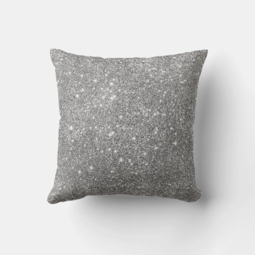 Silver Glitter Sparkles Throw Pillow | Zazzle