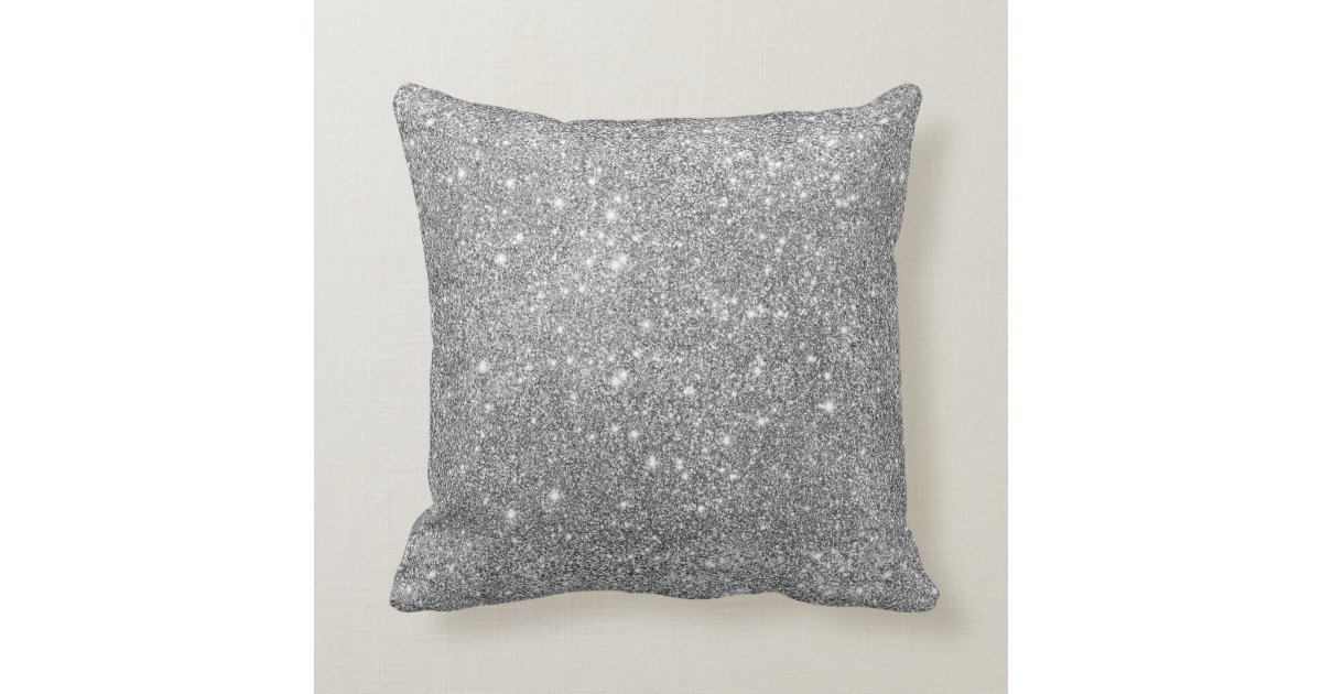 Silver Glitter Sparkles Throw Pillow | Zazzle.com
