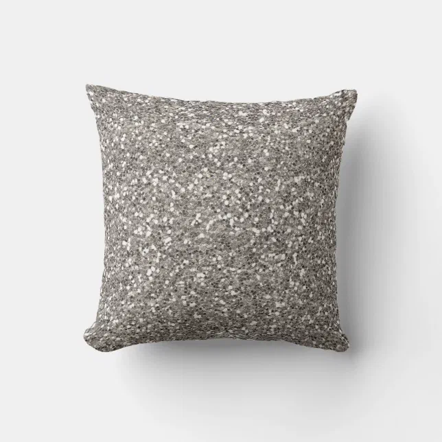Silver Glitter Throw Pillow | Zazzle