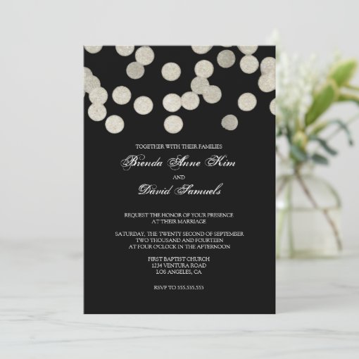 Silver Glitter Wedding Invitation | Zazzle