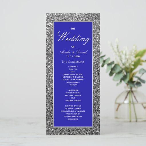 Silver Glitter Wedding Program | Zazzle