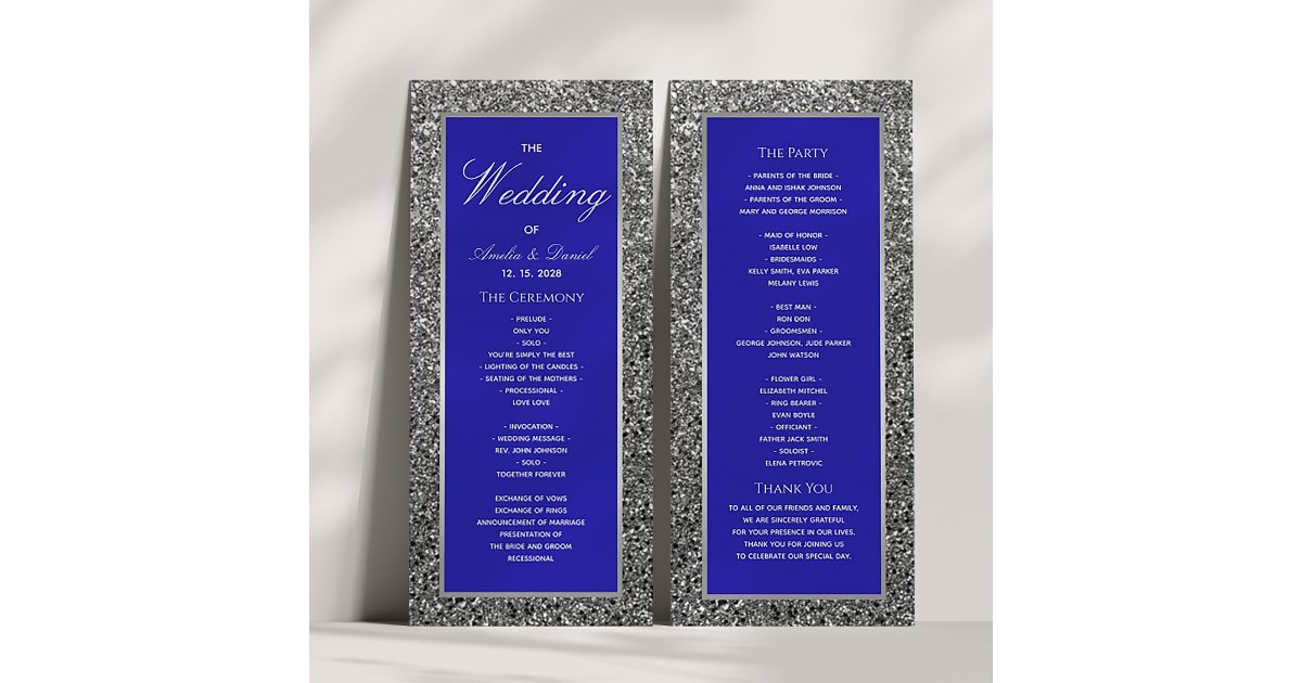 Silver Glitter Wedding Program | Zazzle