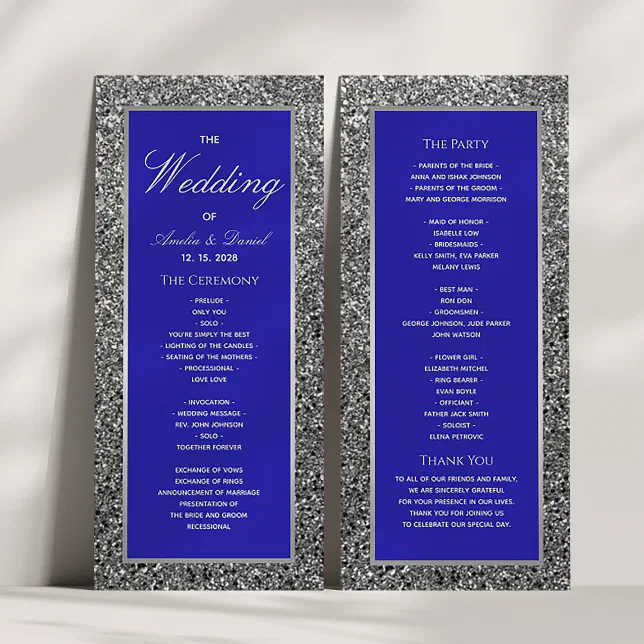 Silver Glitter Wedding Program | Zazzle
