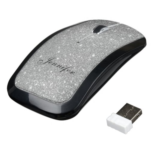 Silver Glitter Wireless Computer Mouse | Zazzle