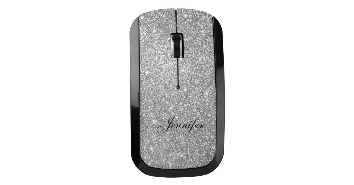 Silver Glitter Wireless Computer Mouse | Zazzle