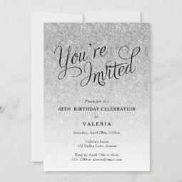 Silver Glitter You're Invited Party Invitation | Zazzle