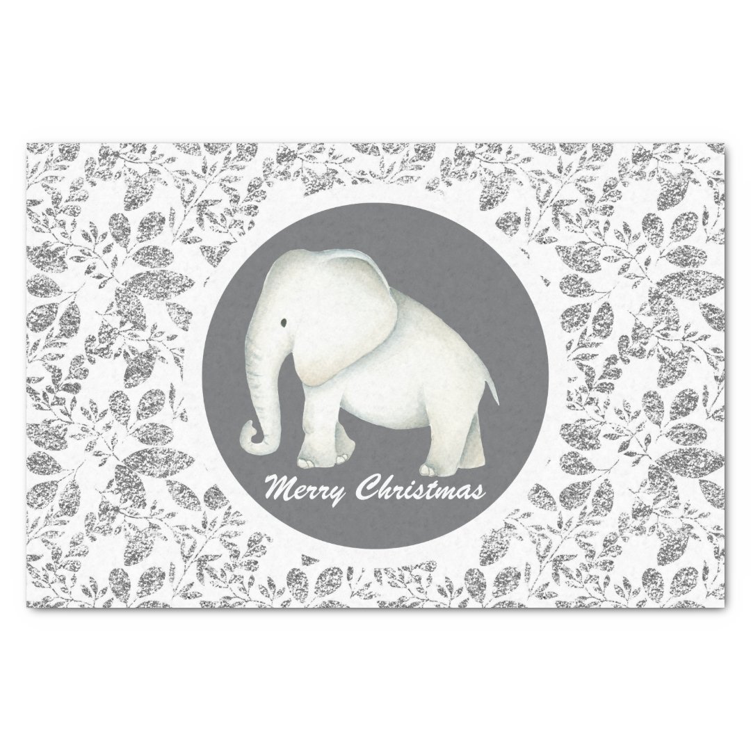 Silver glitz white elephant party tissue tissue paper | Zazzle