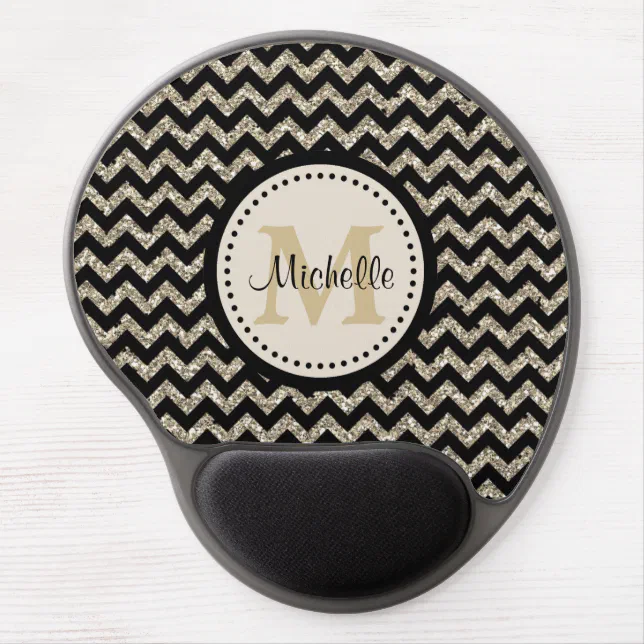 Silver Gold Chevron Glitter Gel Mouse Pad | Zazzle