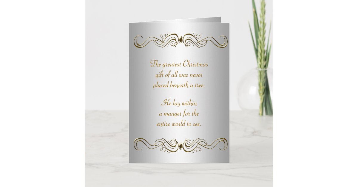 Silver Gold Christian Christmas Cards | Zazzle