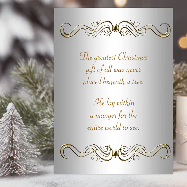Silver Gold Christian Christmas Cards | Zazzle