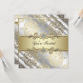 Silver Gold Damask Party Invitation | Zazzle