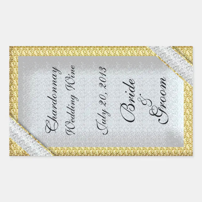 Silver Gold & Diamonds Wedding Wine Label Sticker | Zazzle