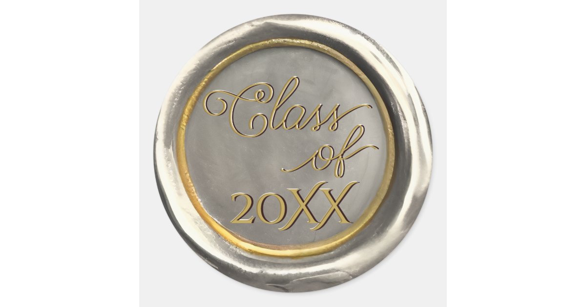 Silver & Gold Graduation Class Wax Seal Stickers | Zazzle