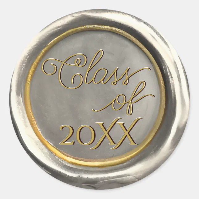 Silver & Gold Graduation Class Wax Seal Stickers | Zazzle