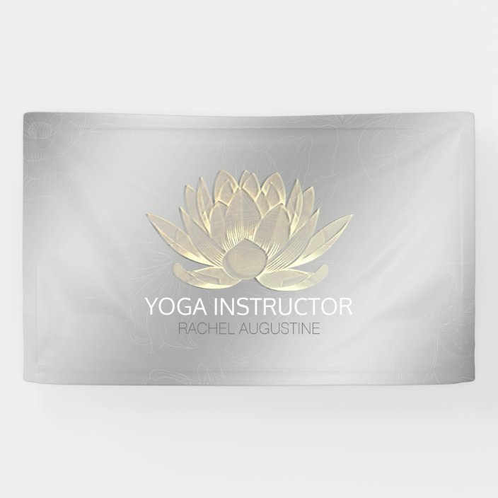 Silver Gold Lotus Yoga Meditation Reiki Instructor Banner | Zazzle.com