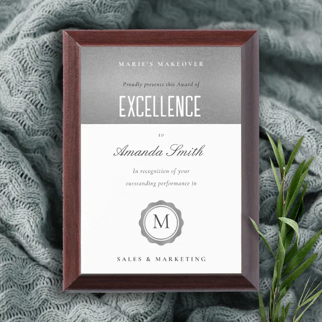 Silver Gold Minimal Logo Award of Excellence | Zazzle